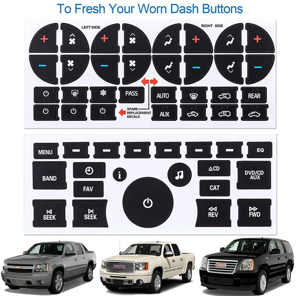 2 Sets AC Control Radio Dash Button Repair Kit Sticker for Chevy GMC ...