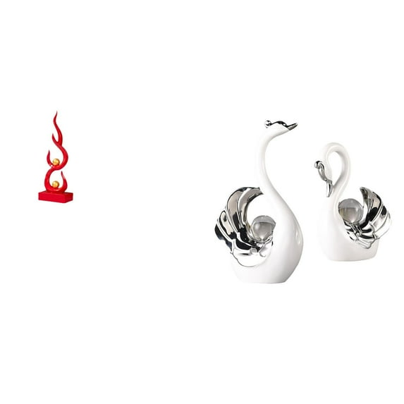 2 Sets Abstract Art Statue Swan Figurine Quality Ceramic Material Table ...