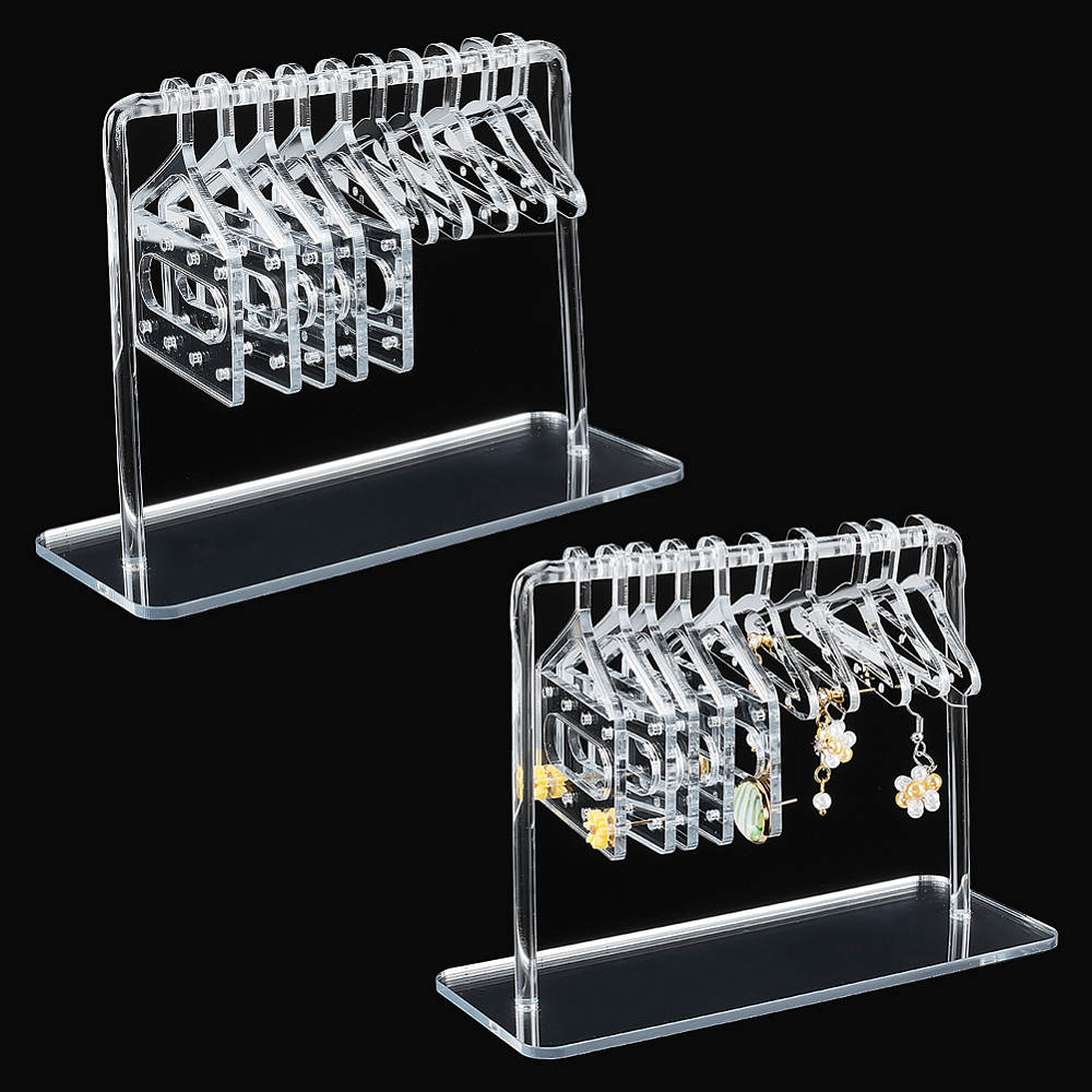 2 Sets Acrylic Earring Display Hanger Rack Coat Hanger Shaped Earring ...