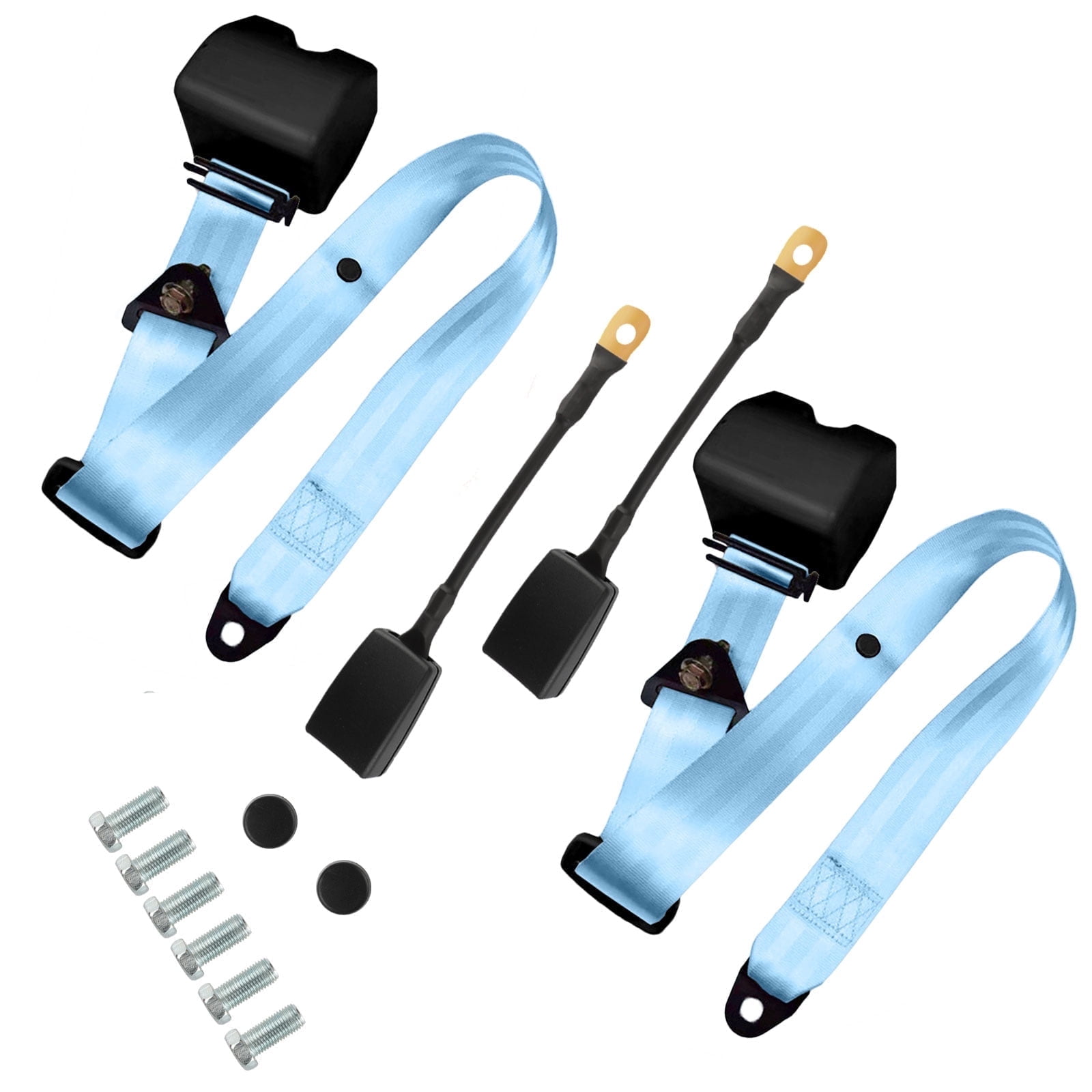2 Pack Universal Fit Seat Belt, 3 Point Retractable Safety Belt ...