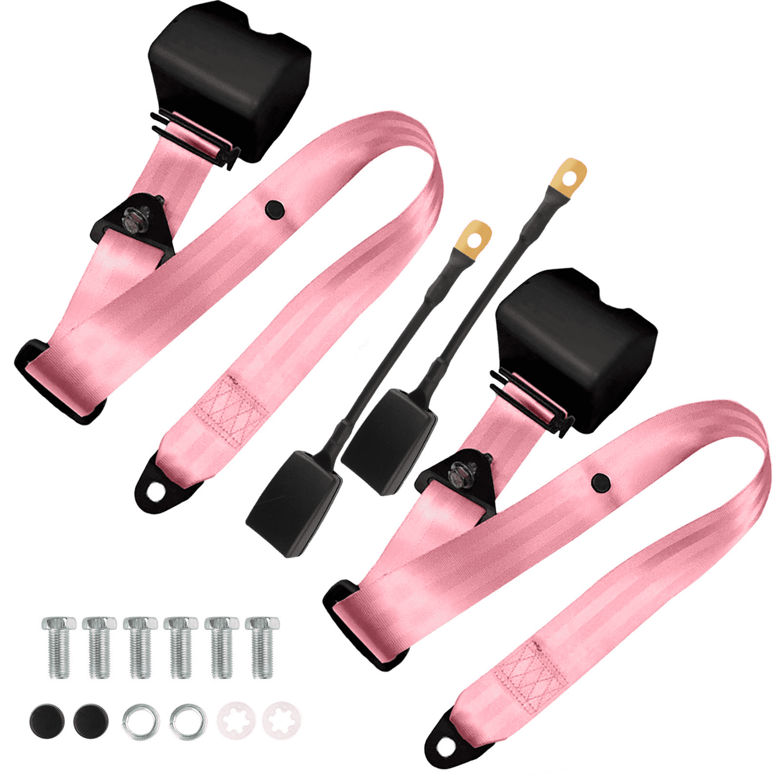 2 Pack Universal Fit Seat Belt, 3 Point Retractable Safety Belt ...
