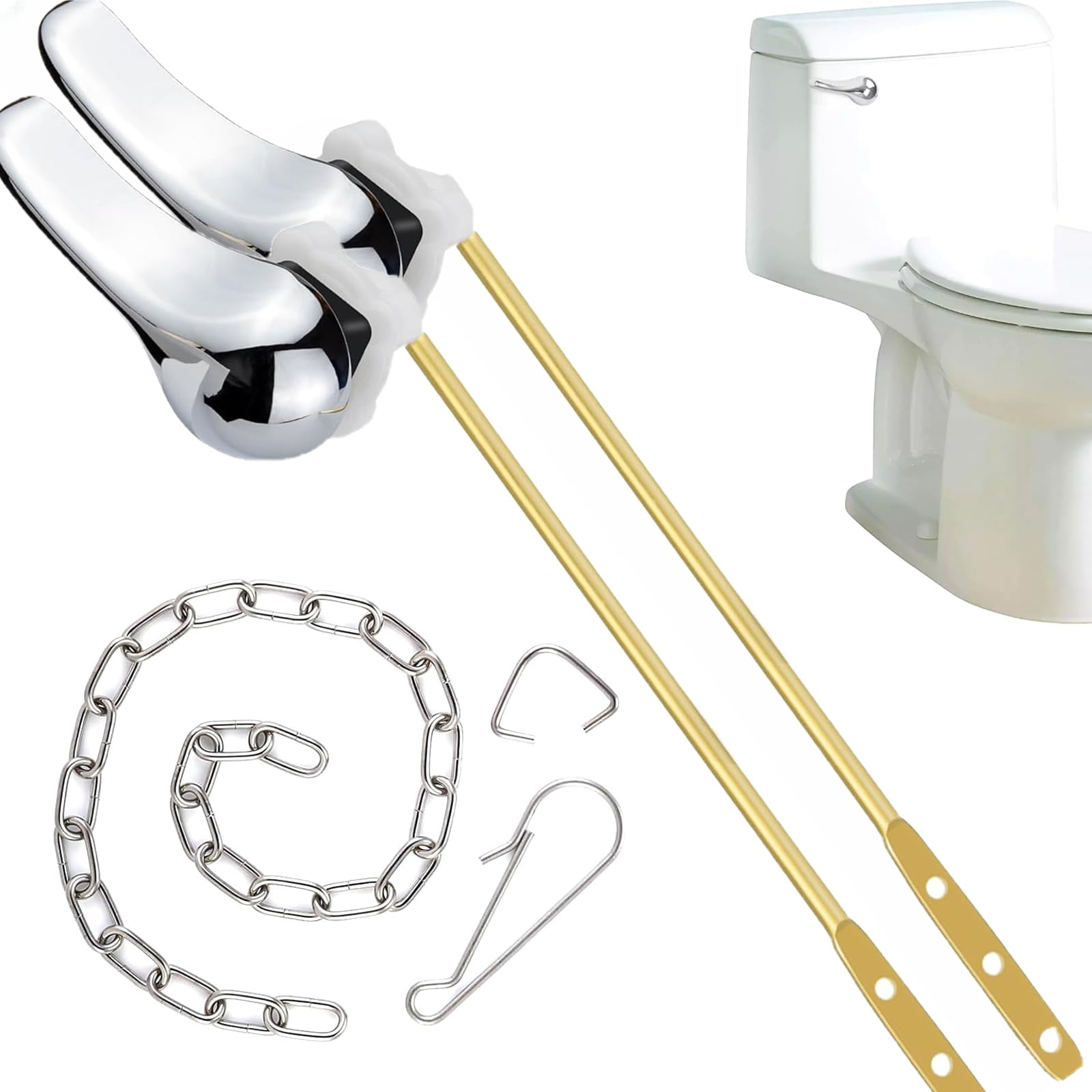 2 Sets Alloy Universal Toilet Handle Replacement Kit Mount Toilet Tank ...