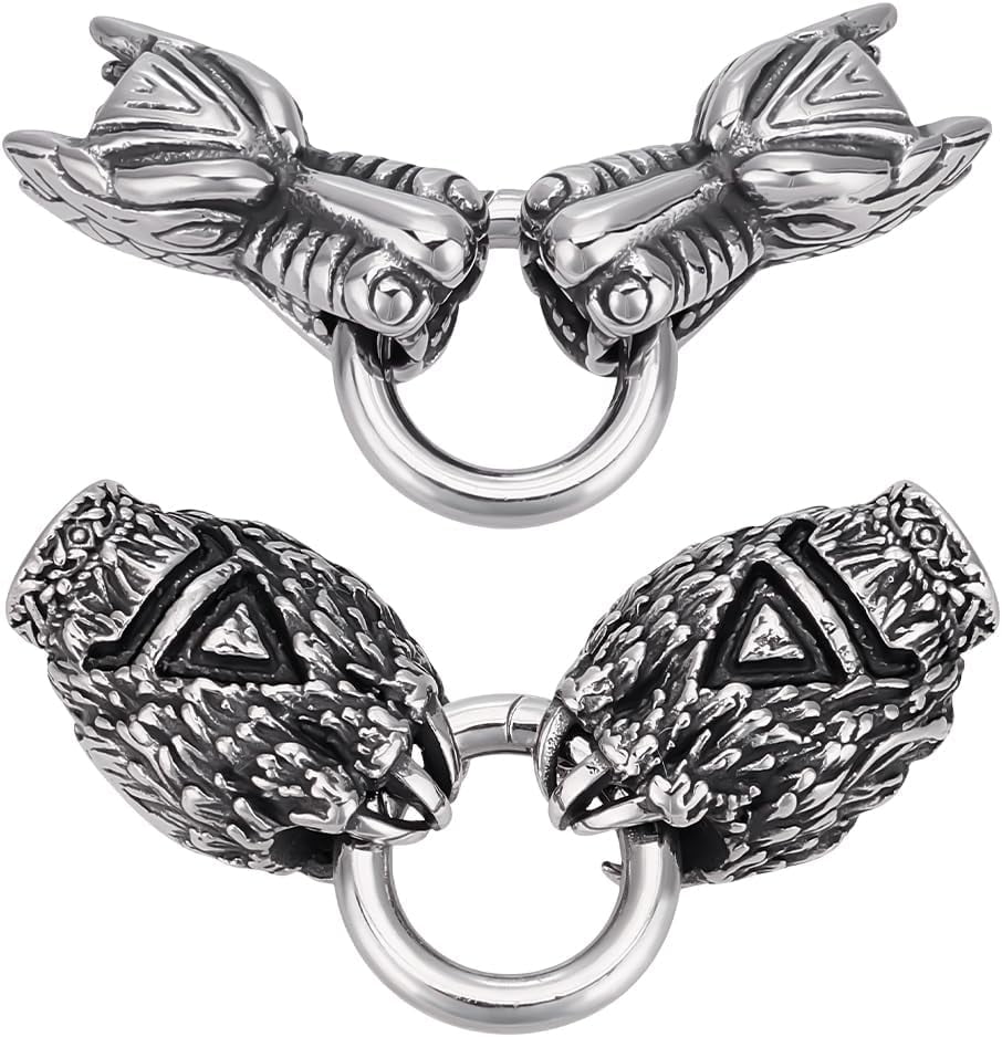 2 Sets Animal Head/Claw End Caps Silver Tibetan Style Stainless Steel ...