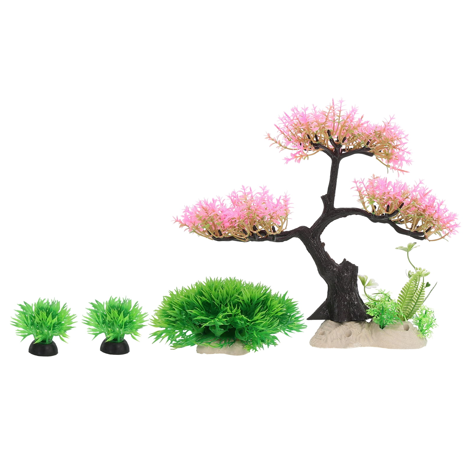 YSNOOWE Fish Tank Tree Decor Pink Abs Grass Shape 2 Sets 9.8X8.9In ...