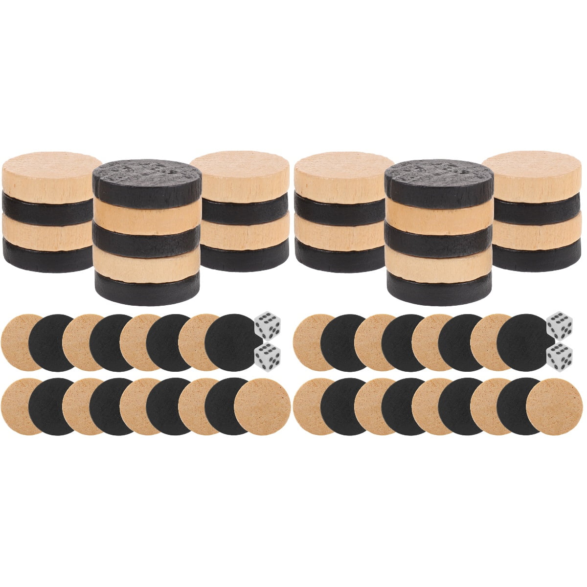 2 Sets Backgammon Pieces Board Game Wood Checkers Pieces Backgammon ...