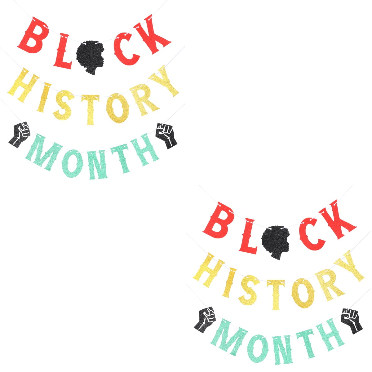 2 Sets Black History Month Decorations Sign Black History Month Banner ...