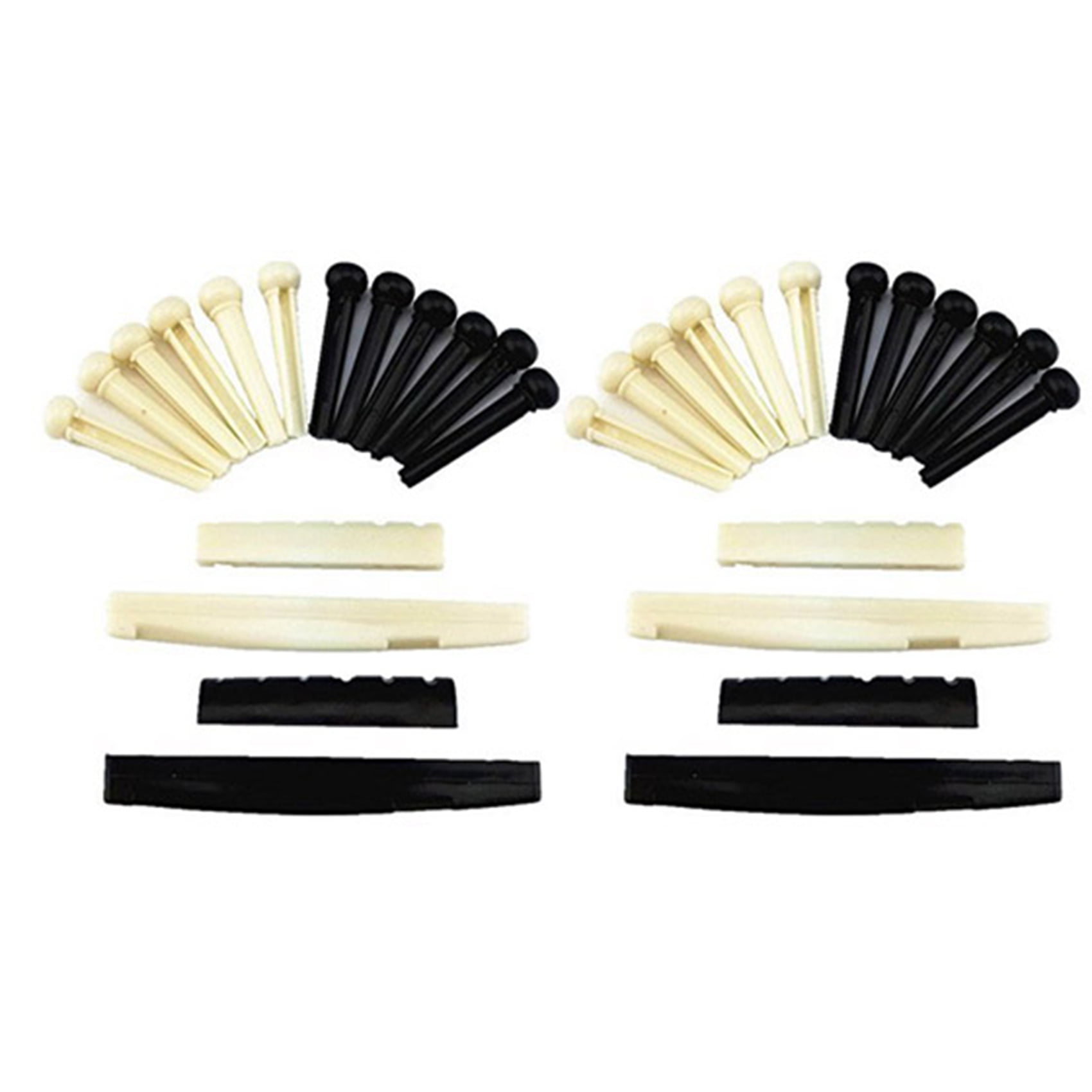 2 Sets Black and White ABS Bridge Pins & Saddle & Nut Replacement Parts ...