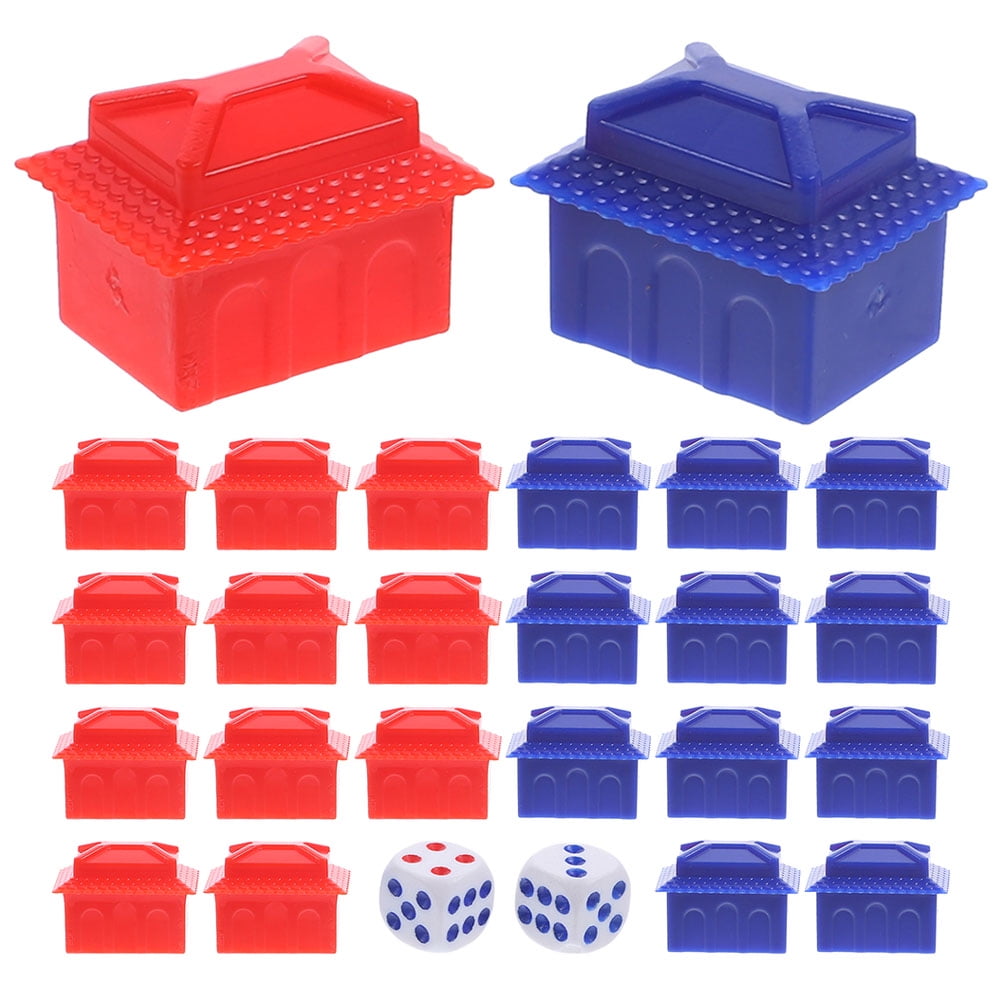 2 Sets Board Game Houses Props Rich Man Chess Game Replacement Hotel ...