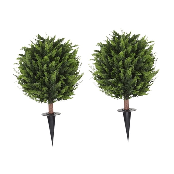 2 Sets Boxwood Topiary Ball Tree Artificial Plant Greenery PVC Material ...