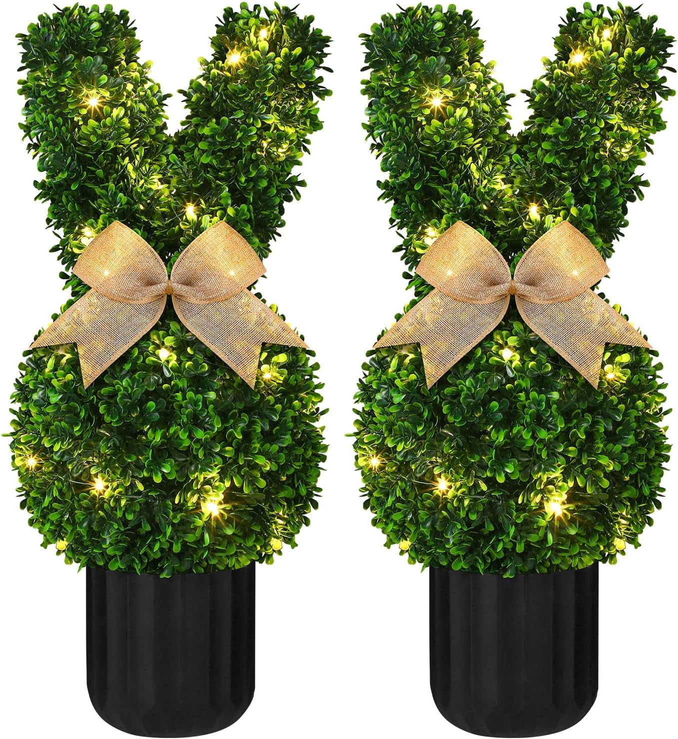 2 Sets Bunny Topiary Tree, Outdoor Bunny Topiary Easter Decorations ...