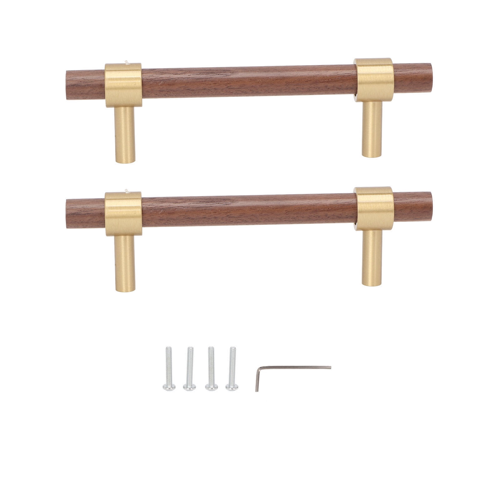 2 Sets Cabinet Pulls Walnut Brass Kitchen Furniture Cabinet Hardware ...