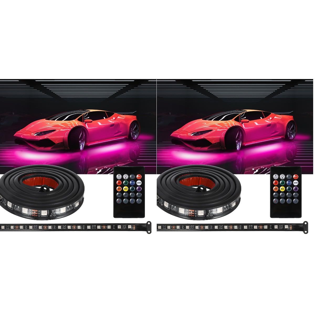 2 Sets Car Exterior Led Light Car Led Strip Light Multi Colors Remote ...