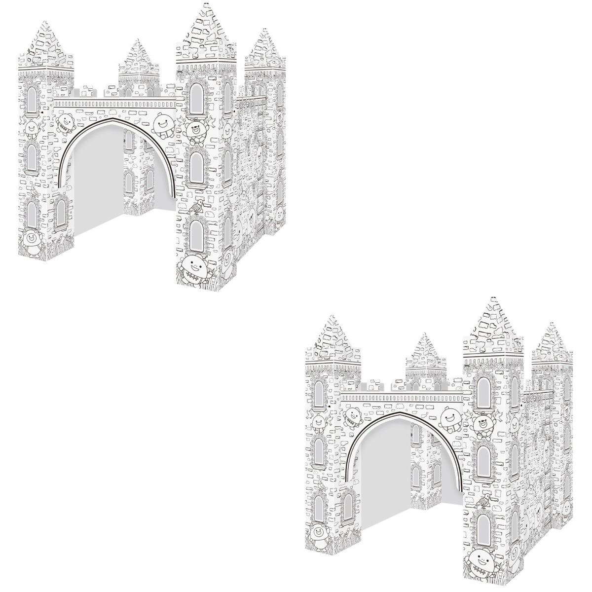 2 Sets Cardboard Castle Graffiti Toy DIY Kit Child - Walmart.com