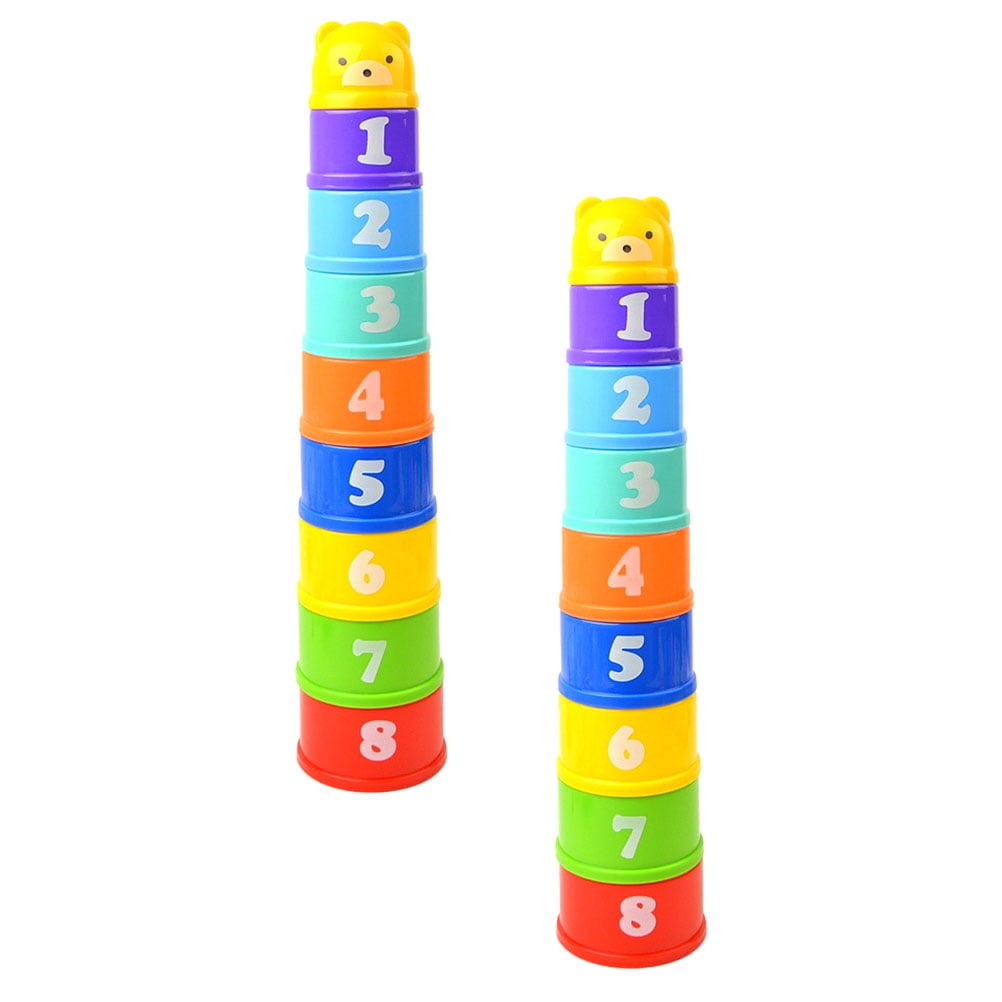 2 Sets Children Stacking Toy Early Education Numbers Letters Stacking ...