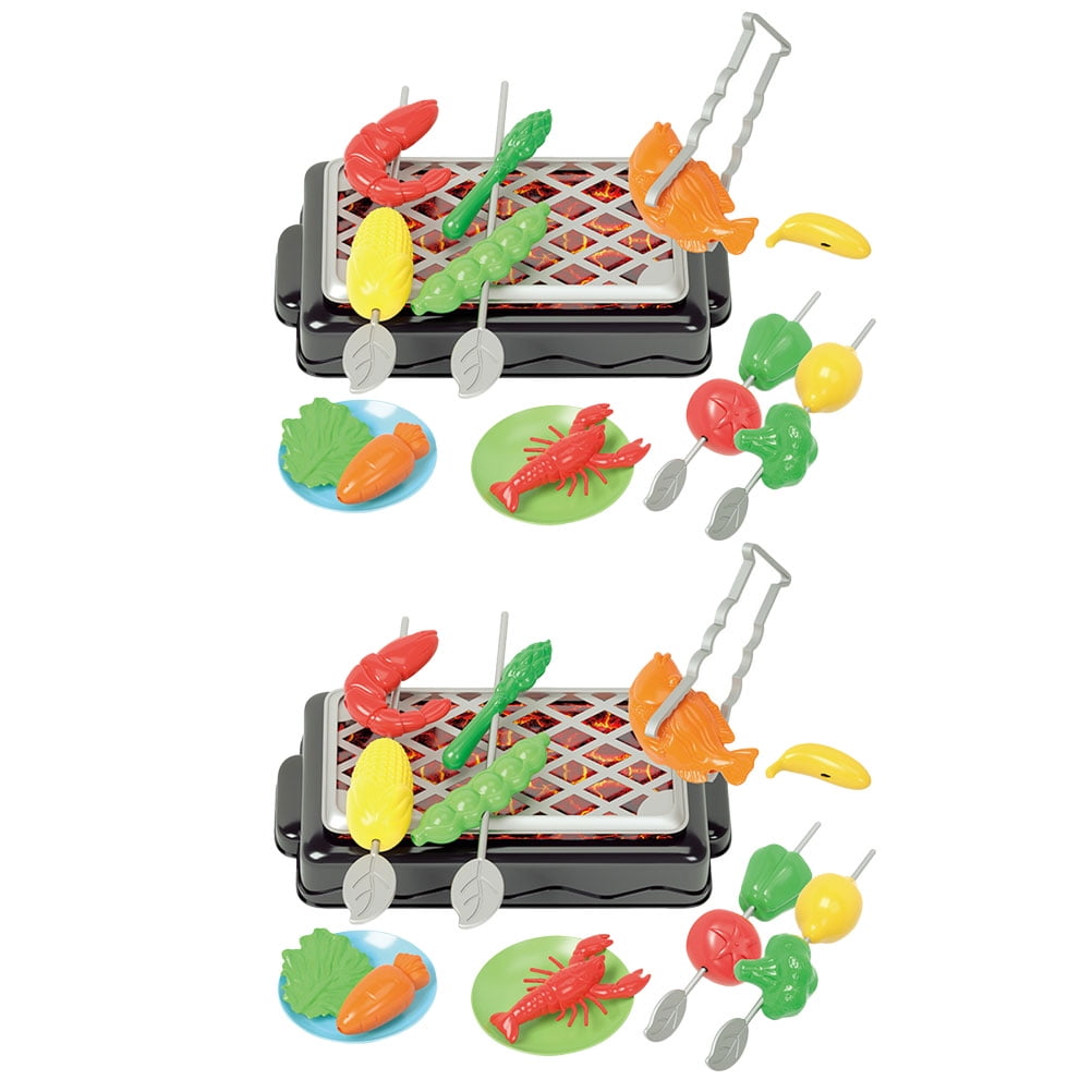 2 Sets Kids Grill Playset Toddler Toy Grills for Kids BBQ Playset ...
