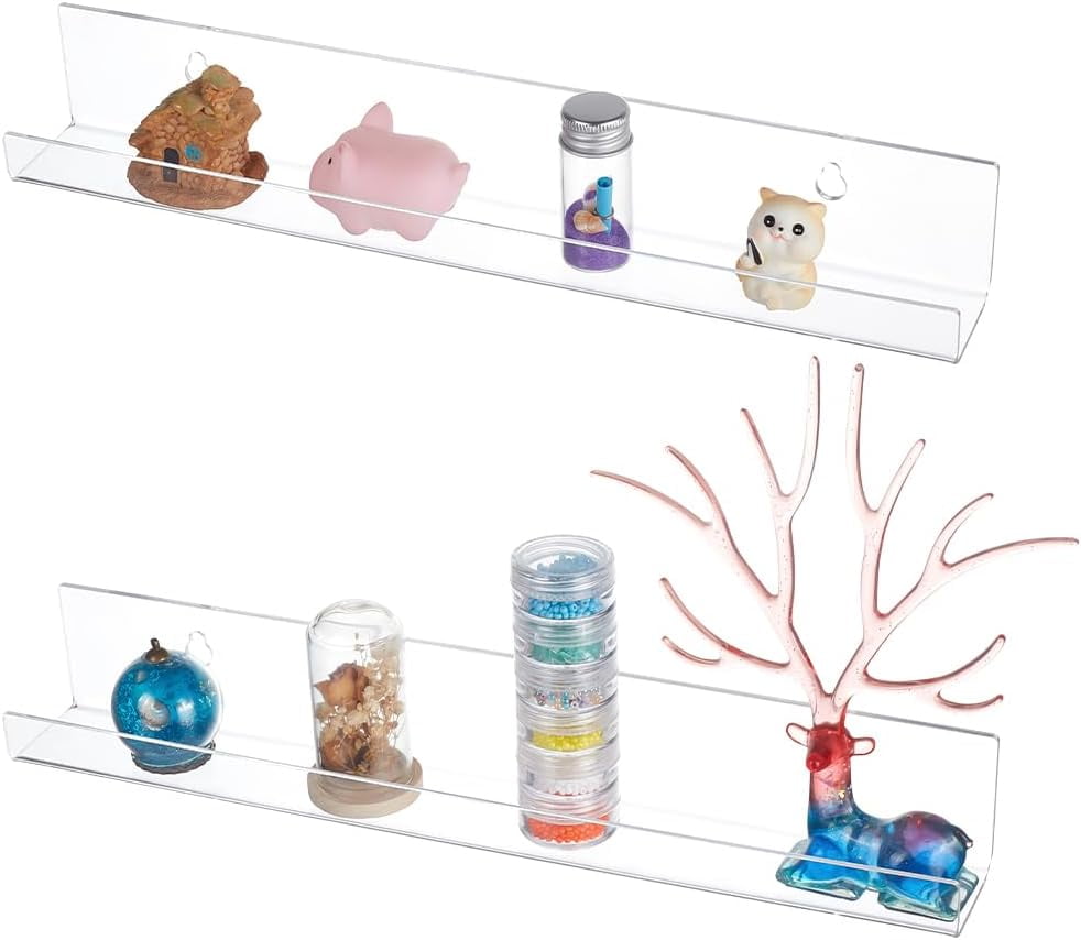 2 Sets Clear Acrylic Shelves 12 Inches Wall Hanging Record Display ...
