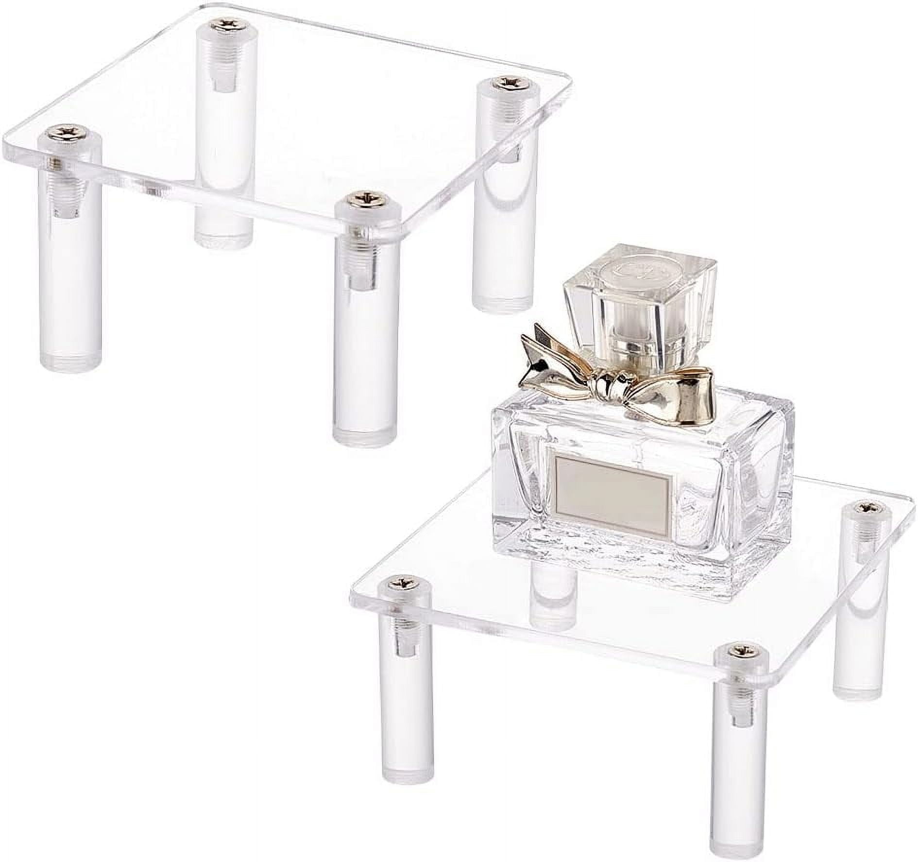 2 Sets Clear Acrylic Jewelry Display Base 3.9x3.9x1.9inch 4-Leg Display ...