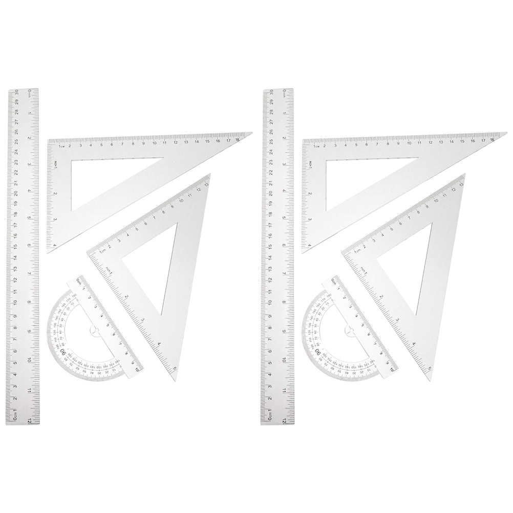 2 Sets Clear Ruler Clear Protractor Professional Triangle Ruler Ruler ...