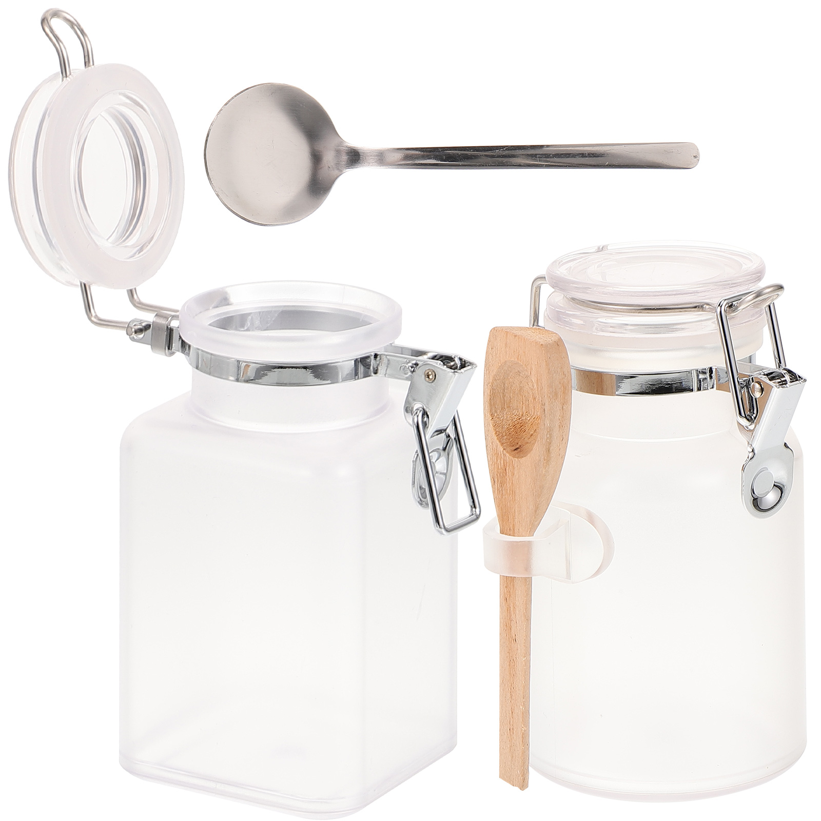 2 Sets Clear Storage Jars Empty Glass with Lids Container Sealed ...