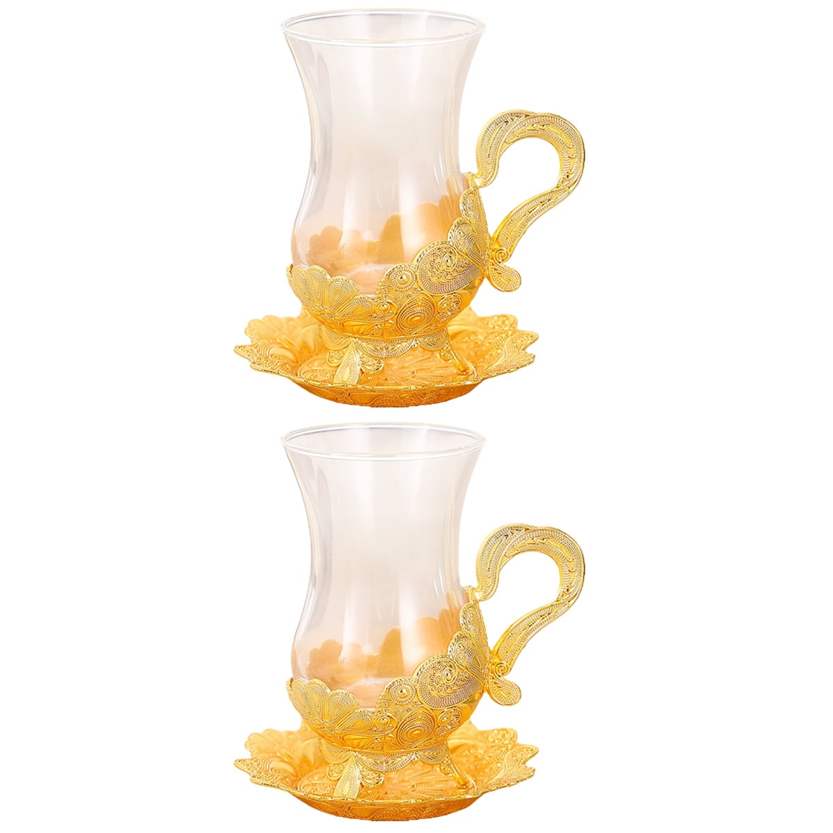 2 Sets Coffee Cup and Saucer Glass Coffee Mugs Cups and Saucers Coffee ...