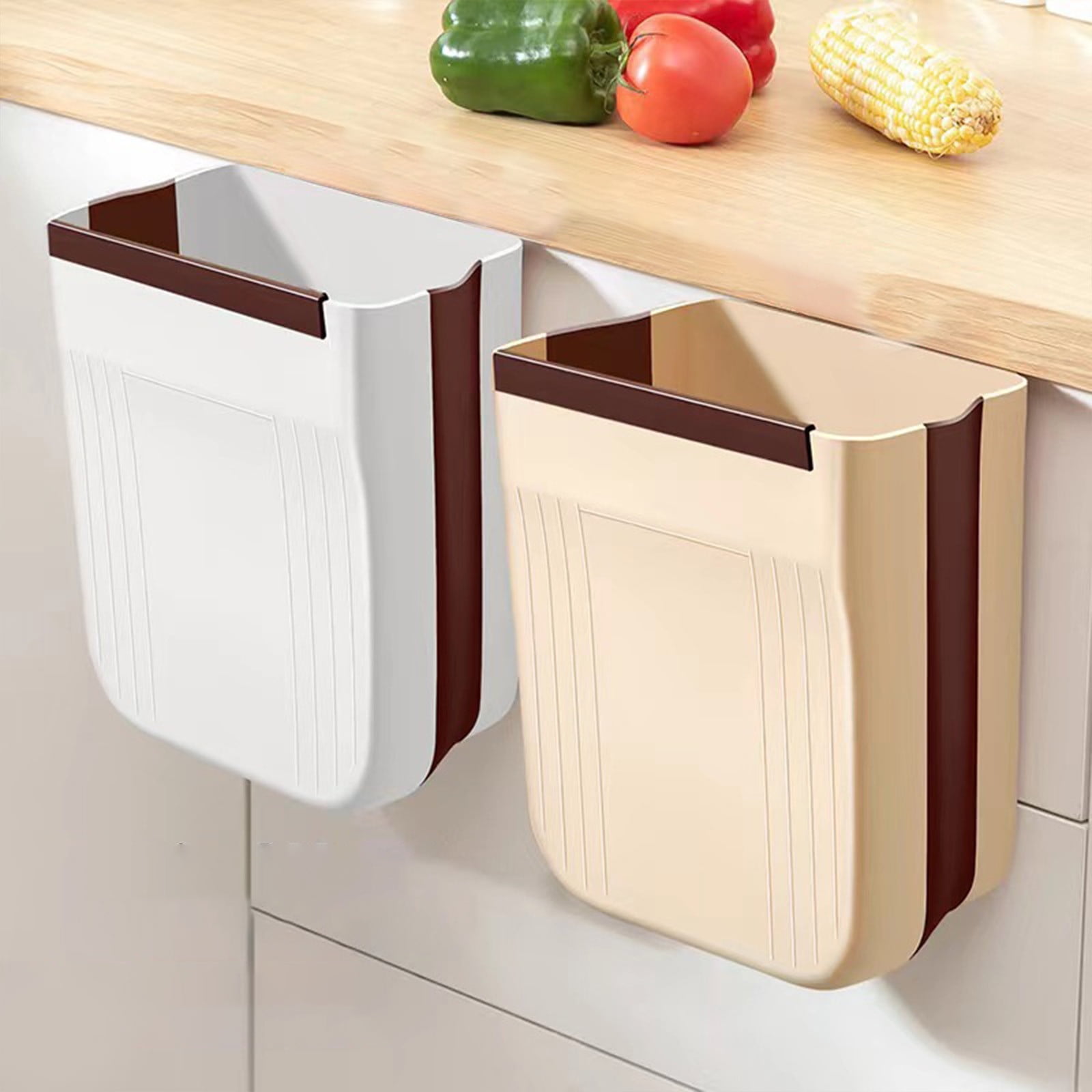 2 Sets(Coffee & White)Portable Hanging Classification Garbage Bin for ...