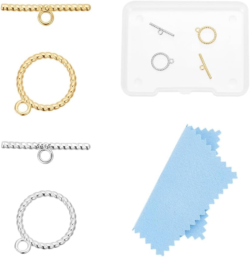 2 Sets 2 Colors 925 Sterling Silver Toggle Clasps OT Clasp Connectors ...