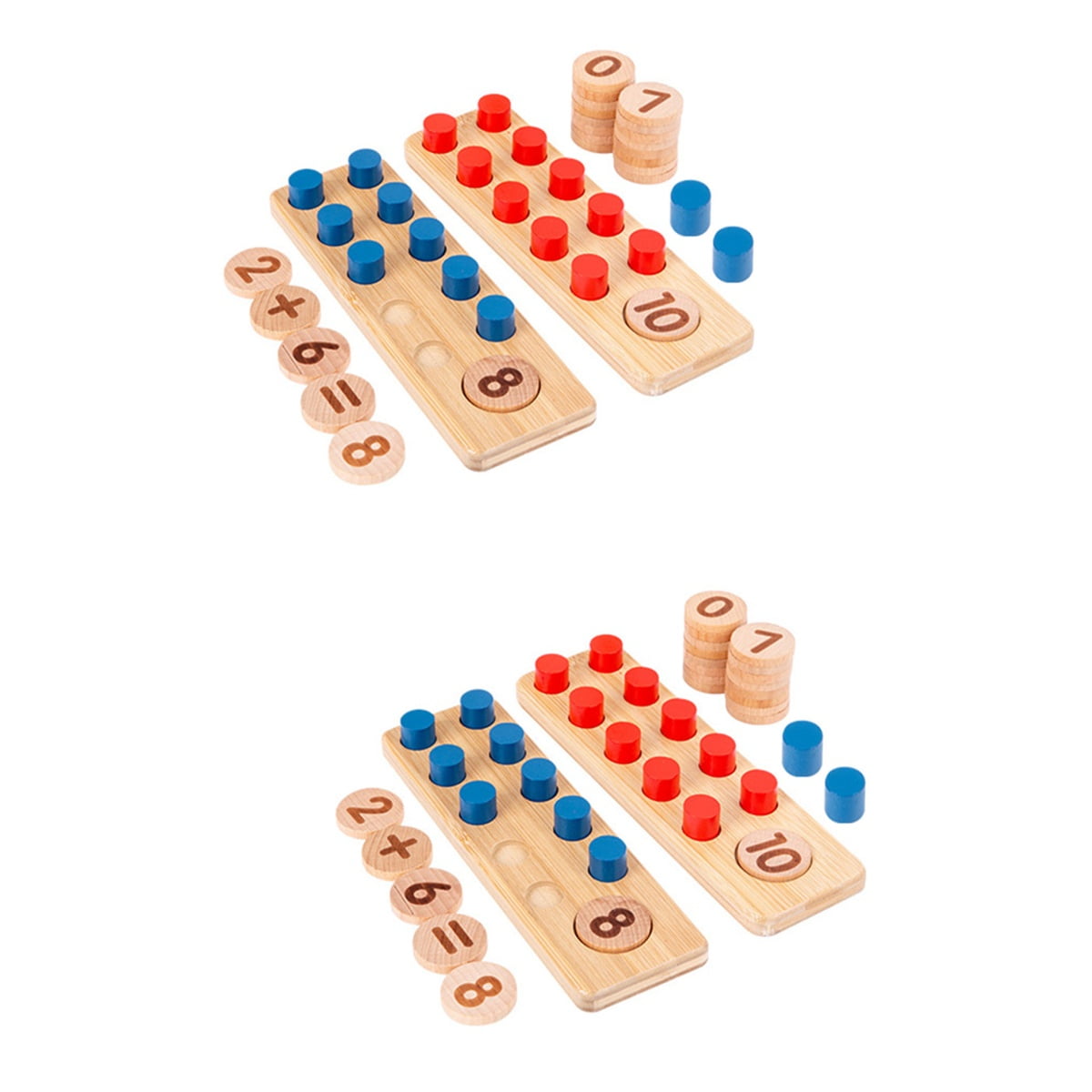 2 Sets Counter Toy Toddler Puzzles Kids Wooden Educational Playthings ...
