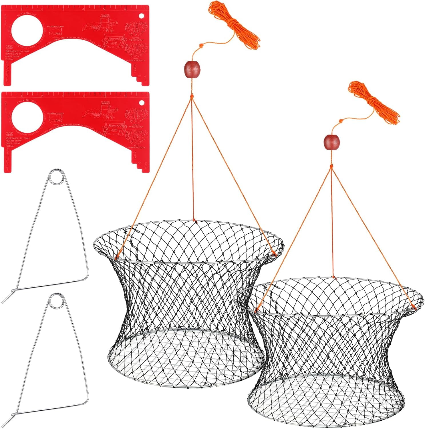 2 Sets Crab Trap Bait Wire Grid Bottom Crab Nets Foldable Fishing Net ...