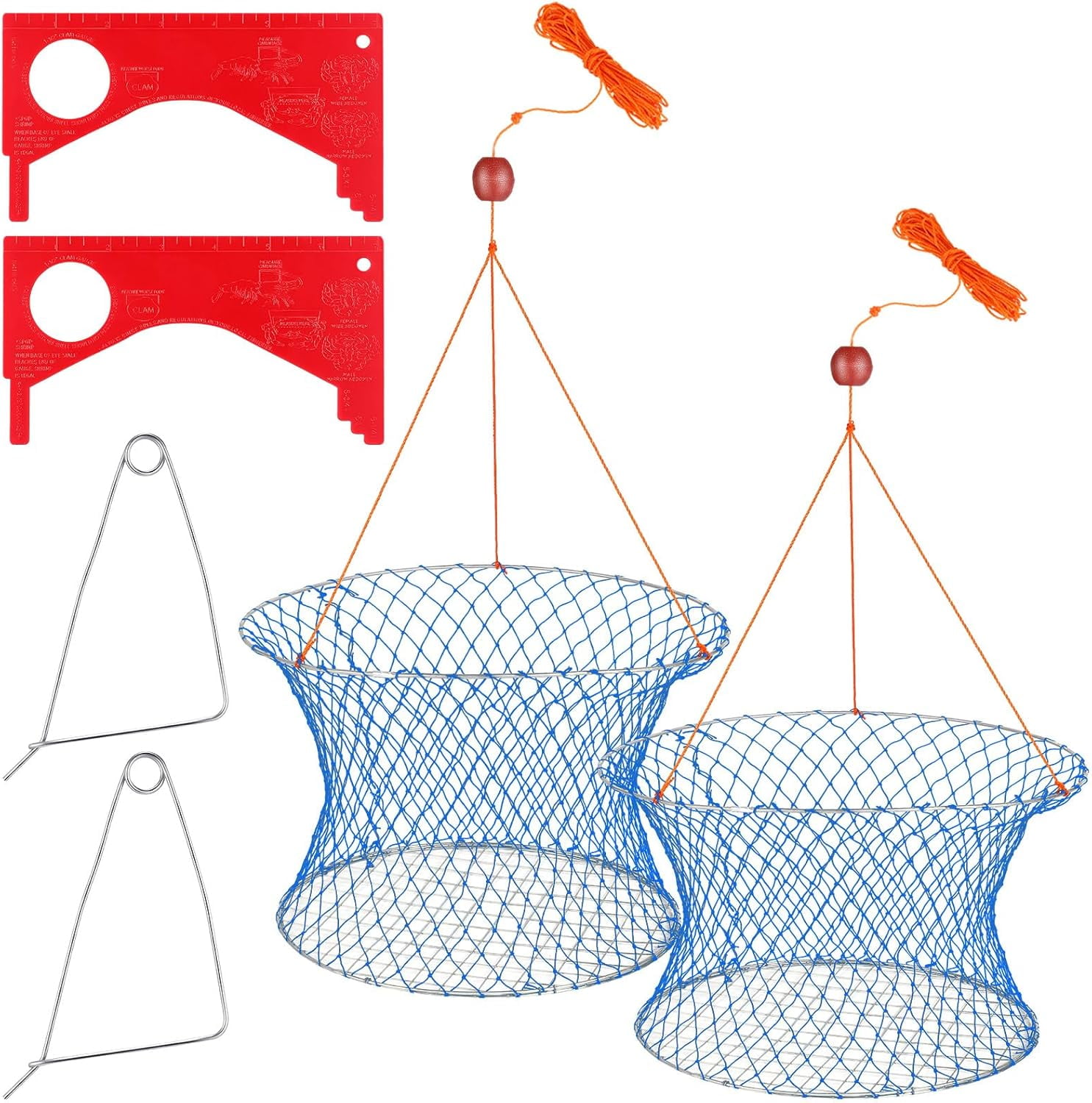 2 Sets Crab Trap Bait Wire Grid Bottom Crab Nets Foldable Fishing Net ...