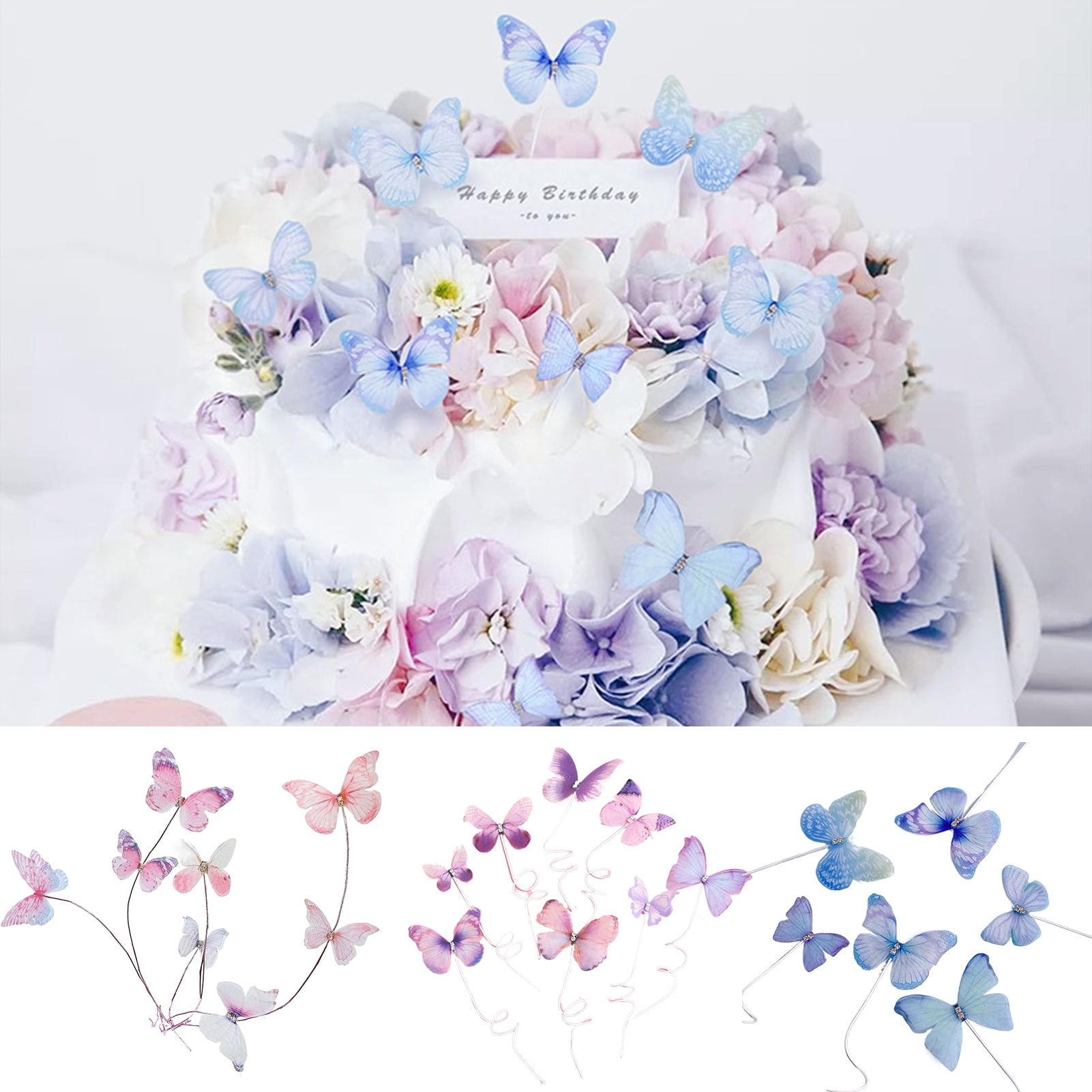2 Sets Cupcake Toppers Mixed Size&Colour 3D Butterfly Cake Picks ...