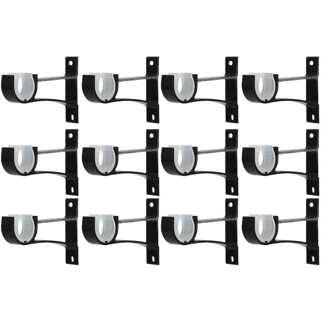 2 Sets Curtain Rod Black Bracket for Wall Hook Fixing Brackets Racks ...