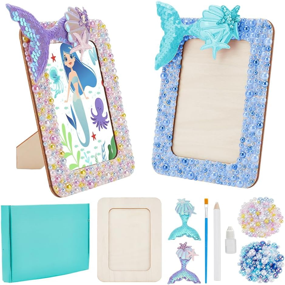 2 Sets DIY Mermaid Picture Frames Kit Make Your Own Fun Photo Frame 7.5 ...