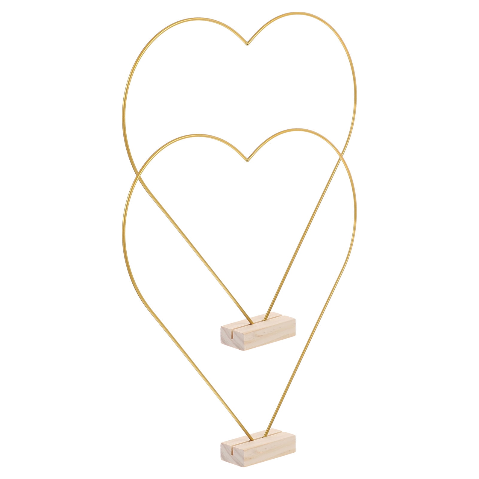 2 Sets Decor Heart Wire Wreath Frame Hoop Floral with Wood Base Macrame ...