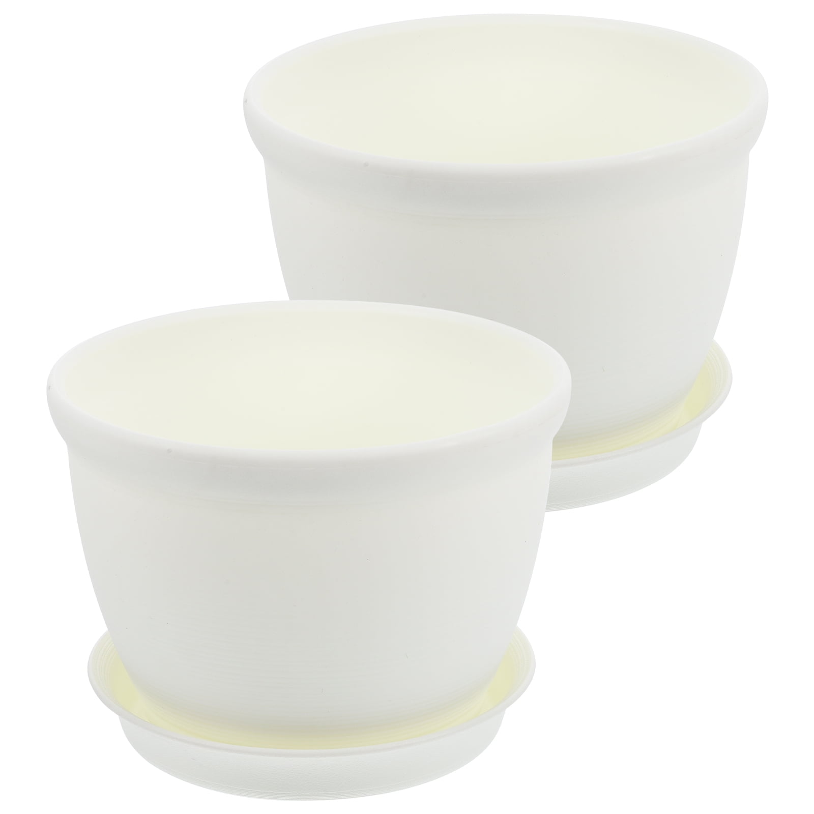 Raindrops White Plastic Plant Pot with Storage Tray for Succulent ...