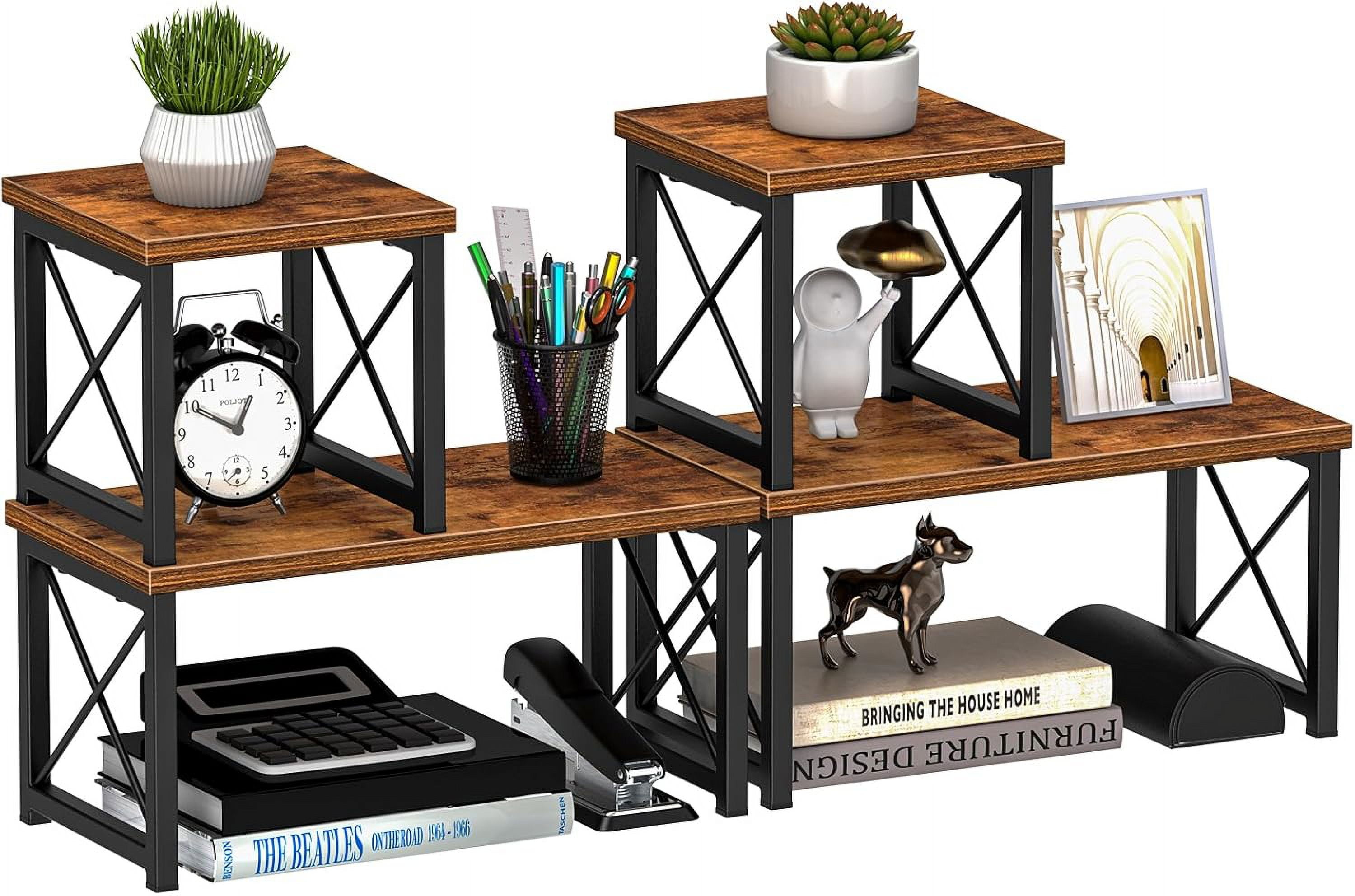 2 Sets Desk Shelf, Desktop Organizer Shelf, 2 Tier Independent ...