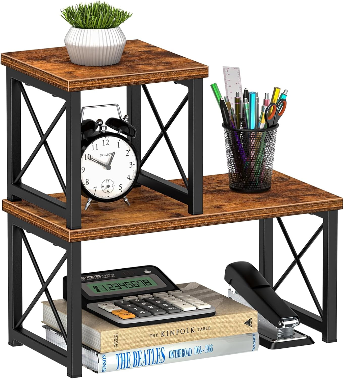 2 Sets Desk Shelf, Desktop Organizer Shelf, 2 Tier Independent ...