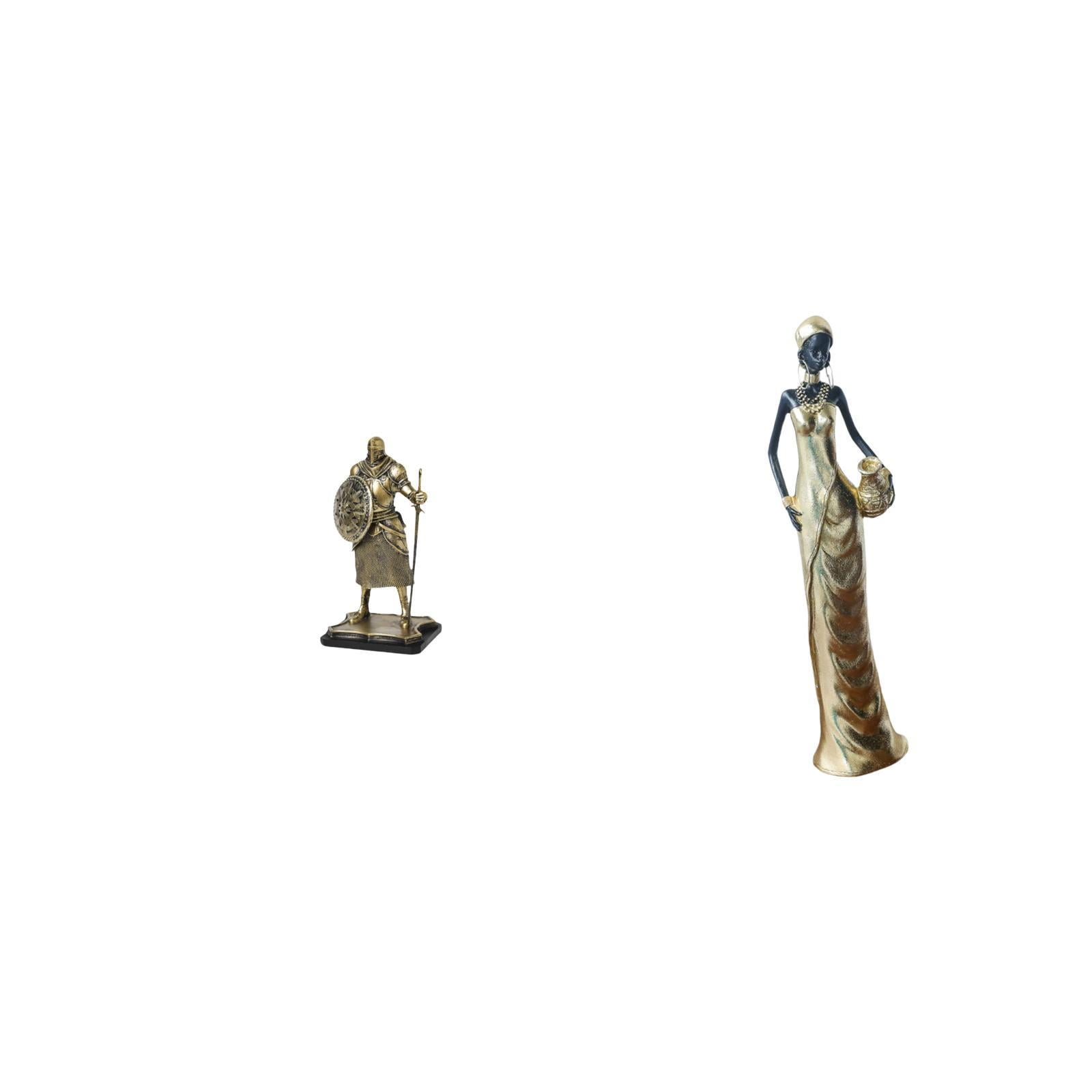 2 Sets Desktop Figurine Knight Decor Tribal Lady Sculpture Sturdy Resin ...