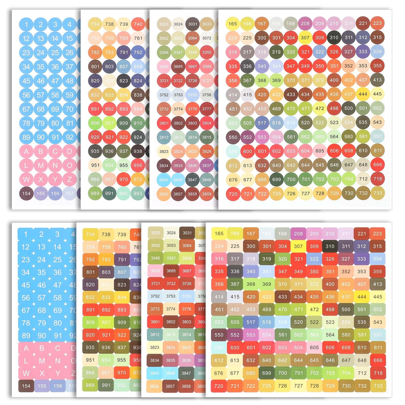 2 Sets Diamond Drawing Labels, 447 Color Number Label Stickers, Round ...