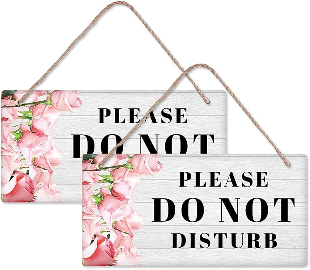 2 Sets Do Not Disturb Wood Hanging Sign Plaque White Slogan Sign ...