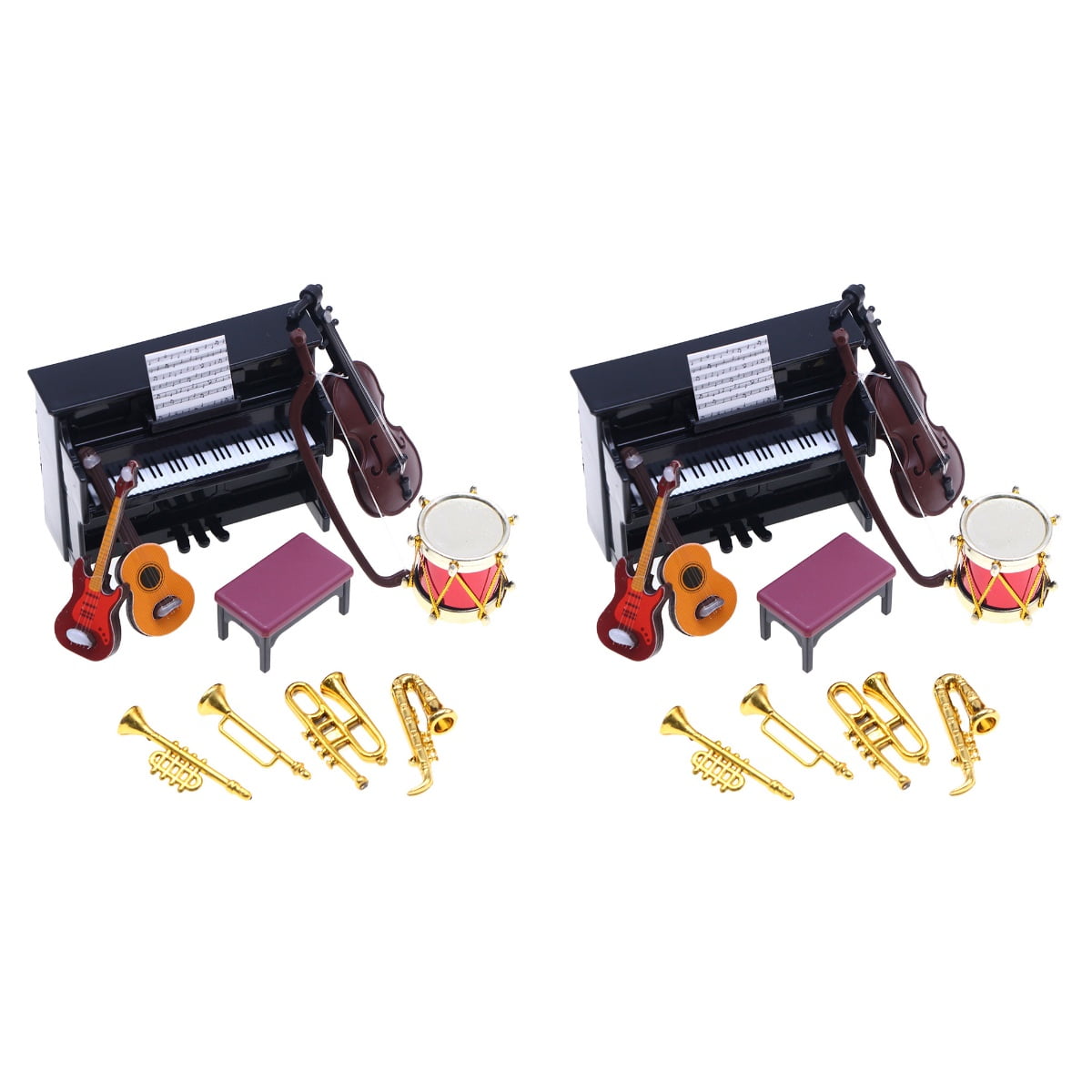2 Sets Dollhouse Musical Instrument Realistic Mini Decor Miniature ...