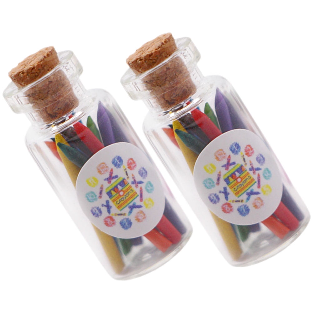 2 Sets Dollhouse Toys Mini Crayon Figurine Landscape Decor Bottled ...