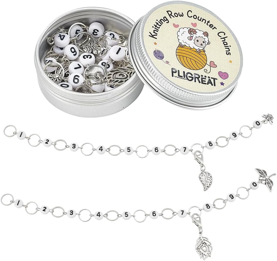 2 Sets Dragonfly Leave Pendant Knitting Row Counter Cute Number Bead ...