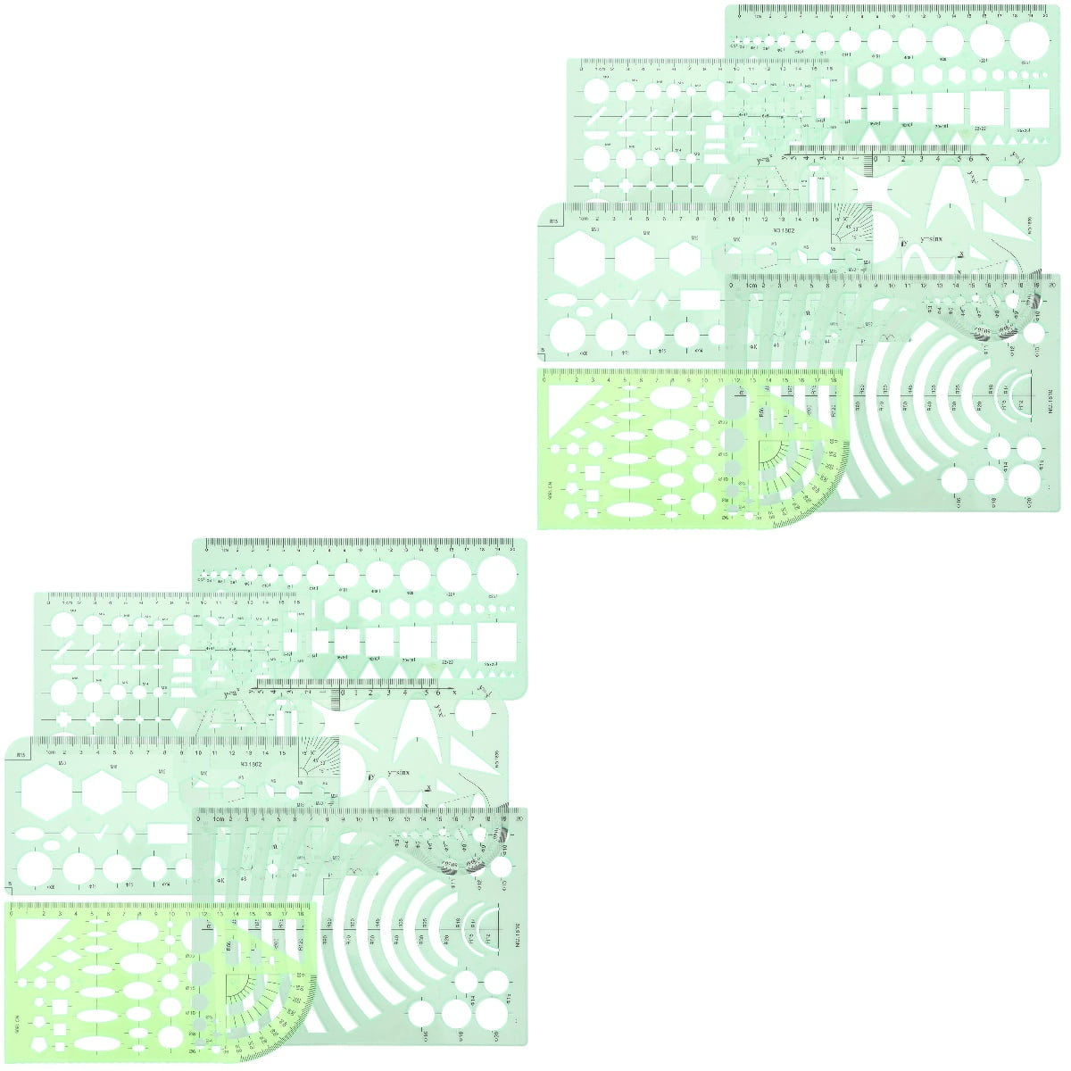 2 Sets Drawing Template Ruler Drafting Tools Geometric Drawing Template ...