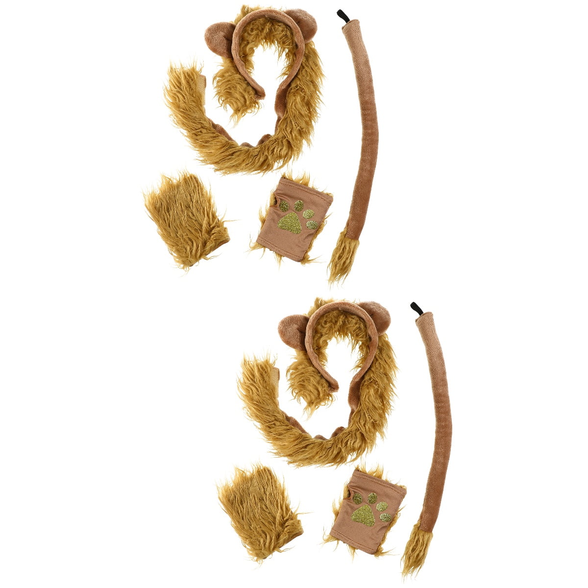 2 Sets Dreses Lion Ears Headband Lion Costume Adult Fingerless Mittens ...