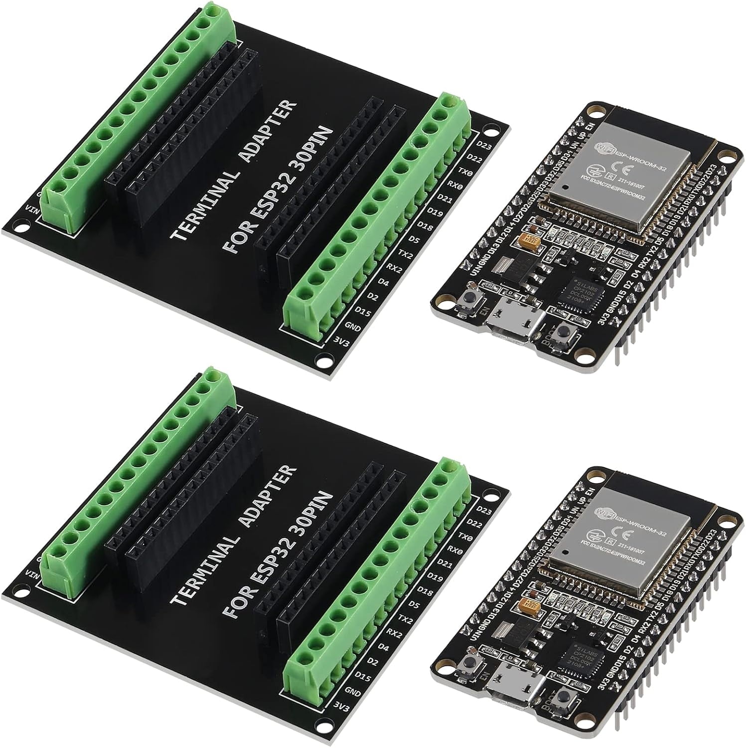 2 Sets ESP-WROOM-32 ESP32 ESP-32S Development Board CP2102 WiFi Bluetooth Ultra-Low Power Dual ...