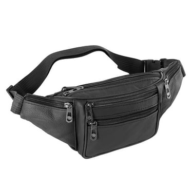 Genuine Leather Fanny Pack, Men's Waist Bag with Zipper Pockets, Travel ...