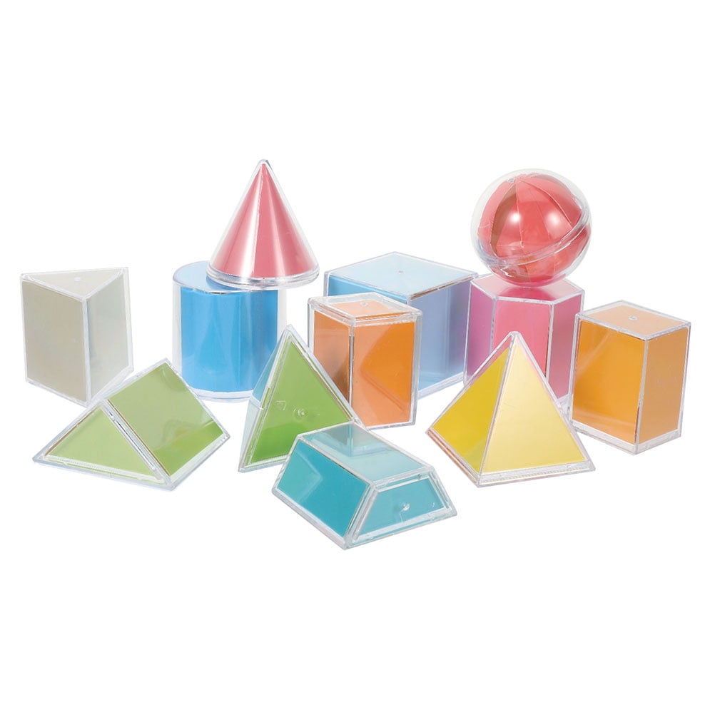 2 Sets Educational 3D Shapes Clear Geometric Solids Math Manipulatives ...