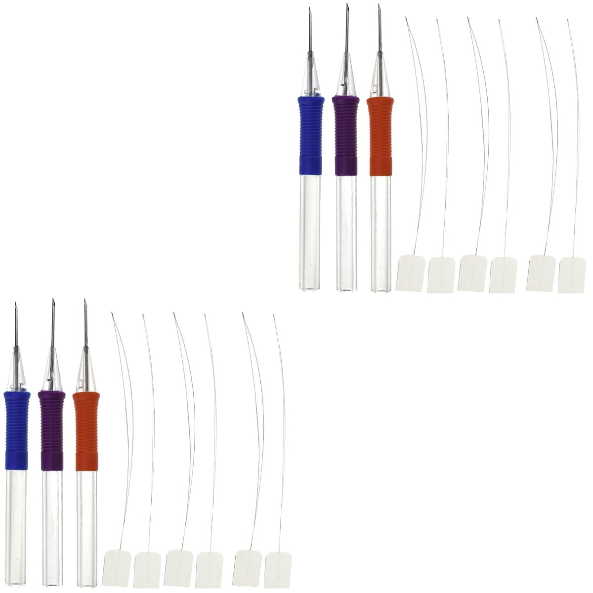 2 Sets Embroidery Punch Needle Needles Threaders Needlework Blue ...