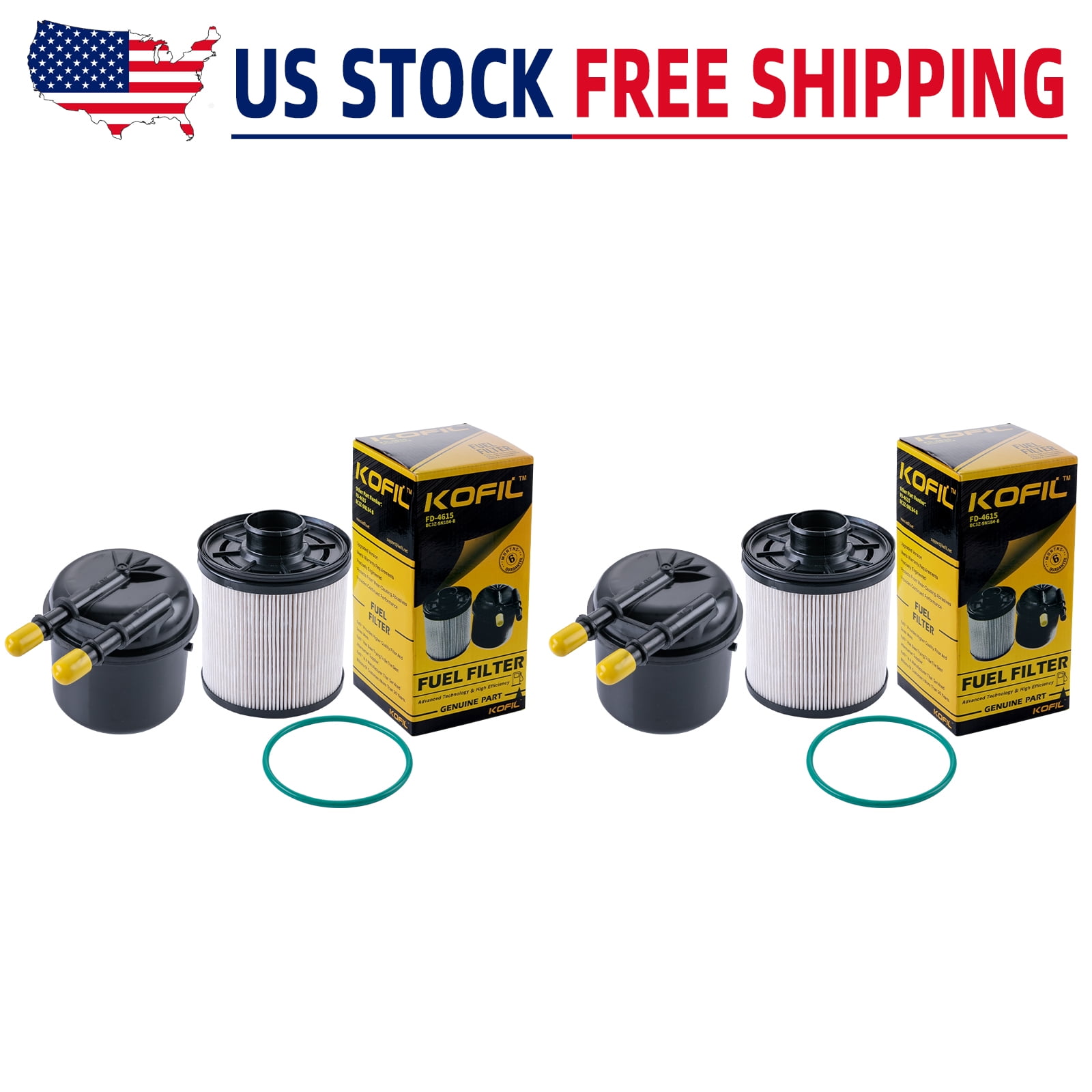 2 Sets FD-4615 6.7 Powerstroke Fuel Filter for 2011-2016 Ford F250 F350 ...
