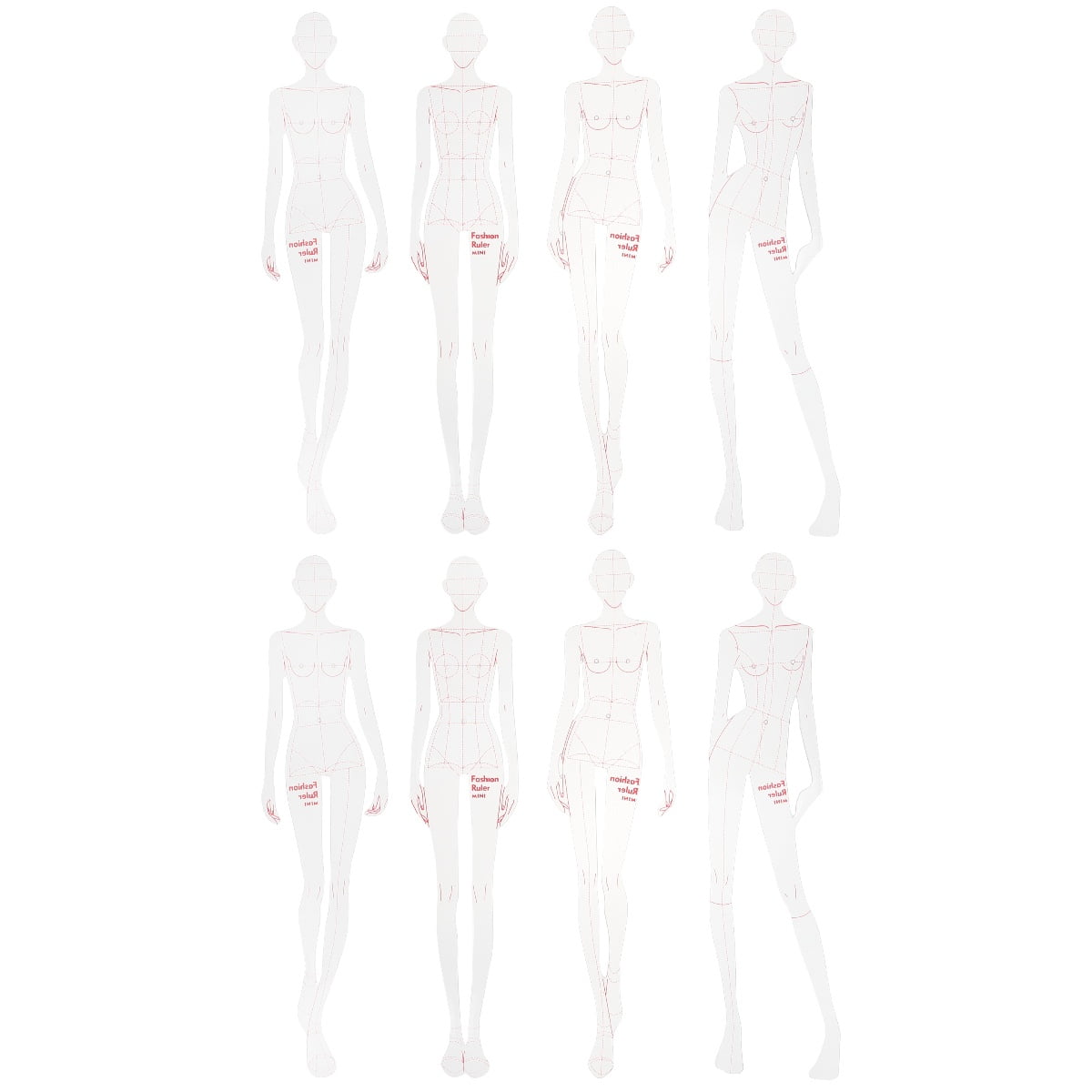 2 Sets Fashion Drawing Ruler Designer Templates Figurine Model ...